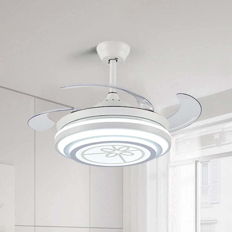 42" Wide LED Ring Ceiling Fan Light Minimalism White Acrylic 4 Blades ...