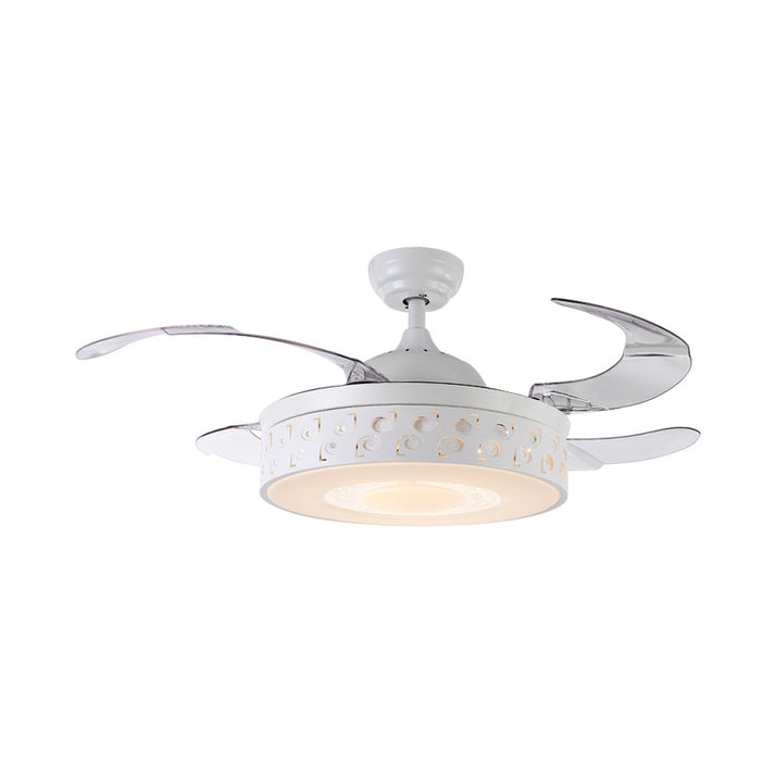 Drum Metal Pendant Fan Light Modern LED 42" W Bedroom Semi Flush Mount ...