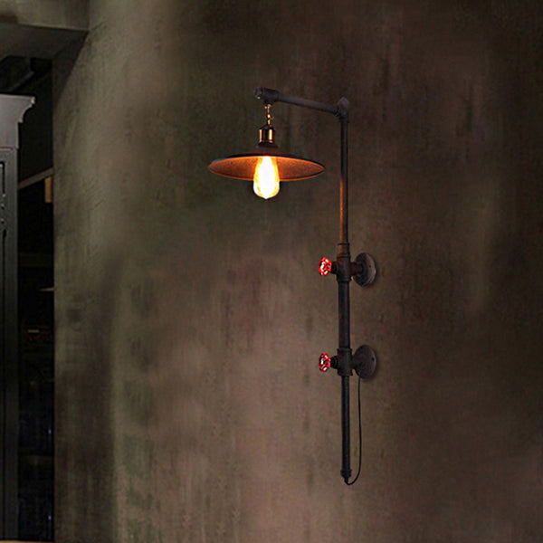1 Light Flat Wall Sconce Lighting with Pipe and Angle Arm Industrial ...
