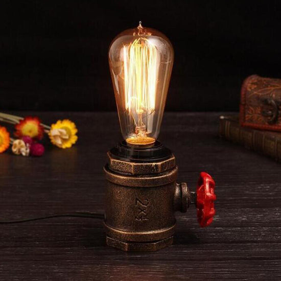 1 Head Metal Night Table Light Industrial Rust Finish Bare Bulb Bedroom ...