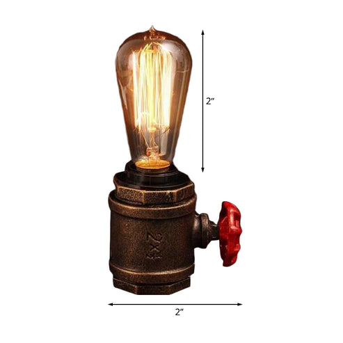 1 Head Metal Night Table Light Industrial Rust Finish Bare Bulb Bedroom ...