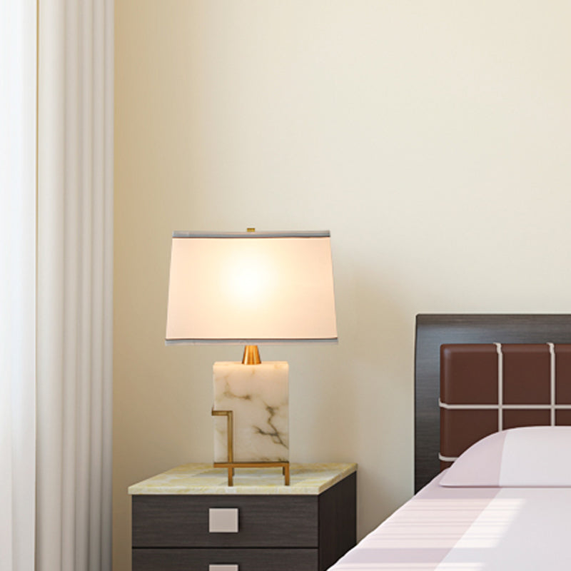 White Tapered Task Lamp Modernist 1 Head Fabric Desk Light with ...