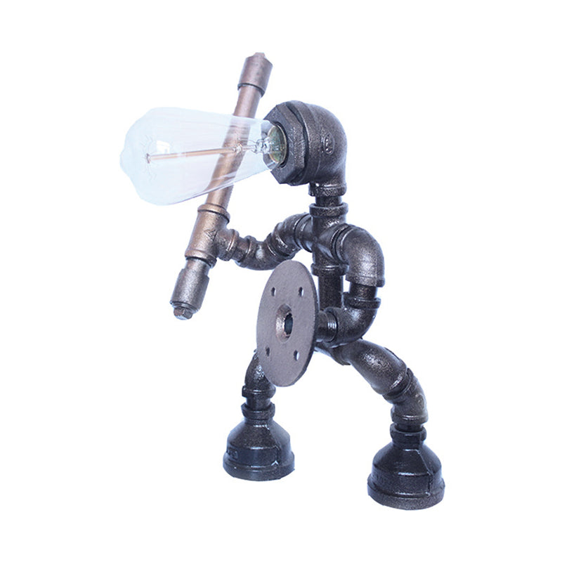 Industrial Robot Shape Task Light 1-Bulb Metallic Night Table Lamp in ...