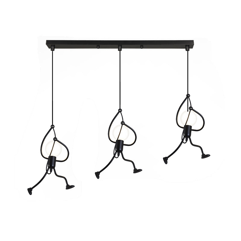Iron Human Shape Hanging Light Fixture Industrial 3-Bulb Restaurant ...