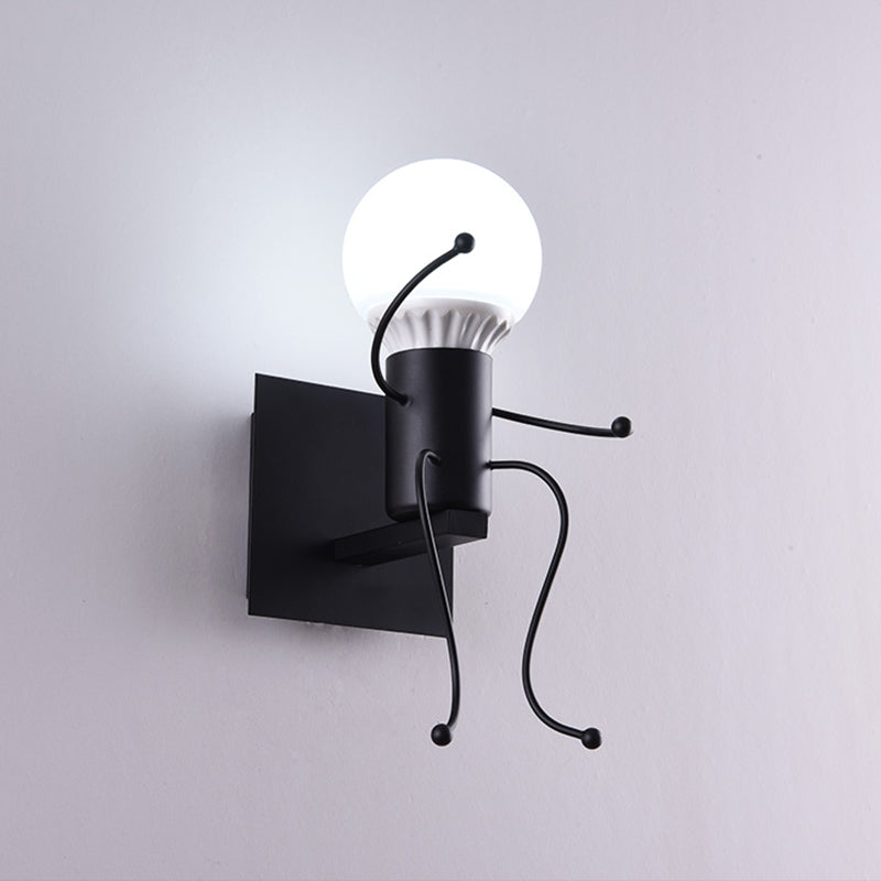 Black/White Human Shape Sconce Lamp Art Deco Metallic 1/2-Head Bedside ...