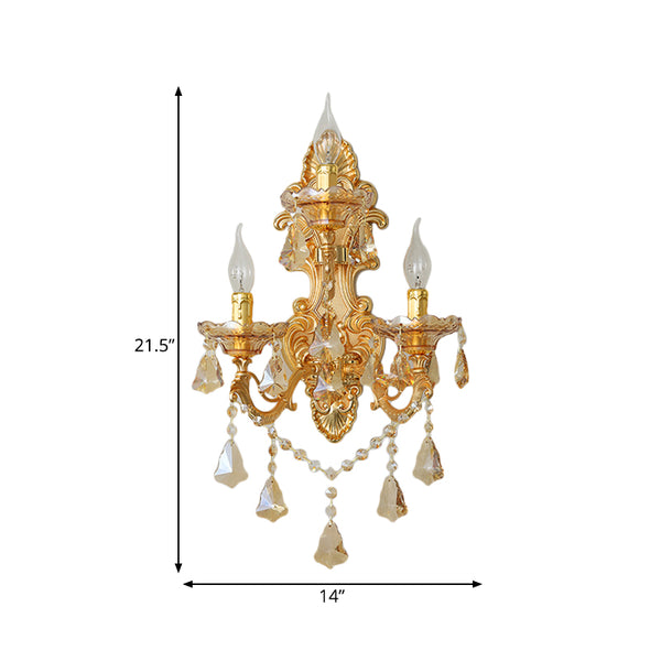 Contemporary Candelabra Wall Mount Light Crystal 3 Lights Living Room ...