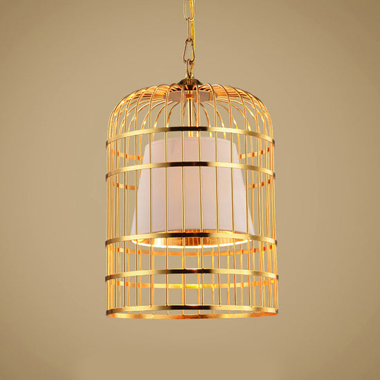 Black/White Bird Cage Ceiling Light Minimalistic Metal 1 Light Dining ...