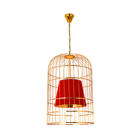 Black/White Bird Cage Ceiling Light Minimalistic Metal 1 Light Dining ...