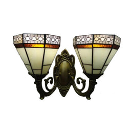 Stained Glass Pyramid Wall Light 2 Bulbs Tiffany Traditional Wall ...