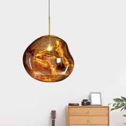 Contemporary Irregular Pendant Lighting Silver/Red Handblown Glass 1 ...