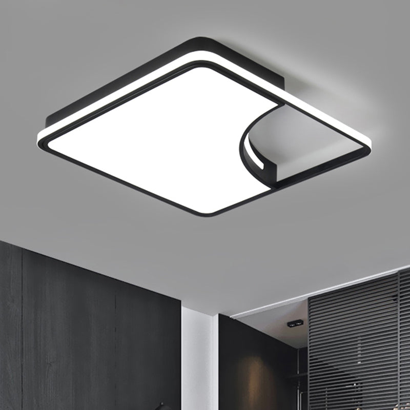 Black Square Flush Mount Lighting Simplistic Acrylic LED Bedroom ...
