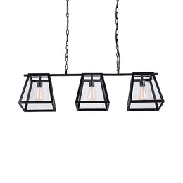 Black Pyramid Island Light Fixture Industrial Metal 3-Bulb Kitchen ...