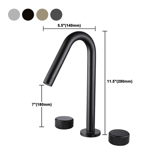 Circular Bathroom Faucet with Gooseneck Arc 3 Hole Widespread Bathroom ...