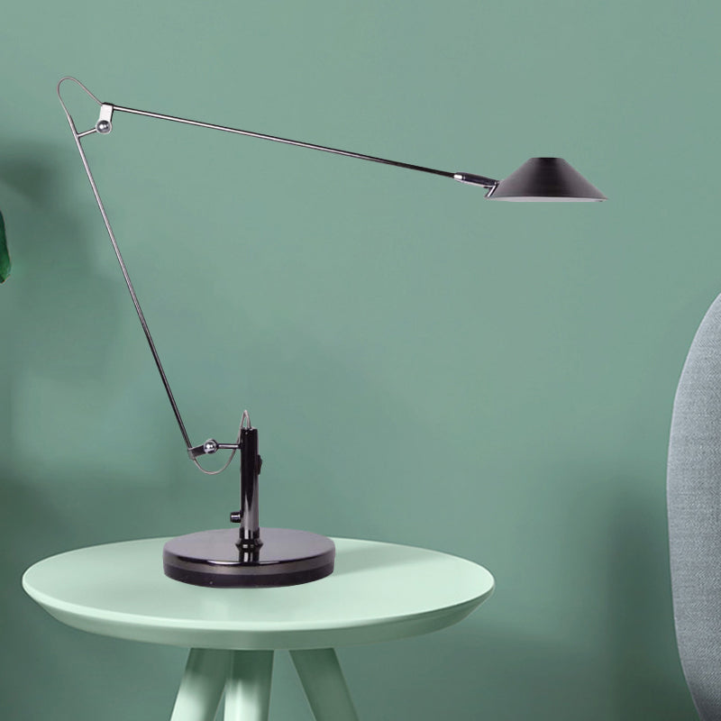 Black Conical Table Lighting Industrial Metal LED Office Task Lamp with ...