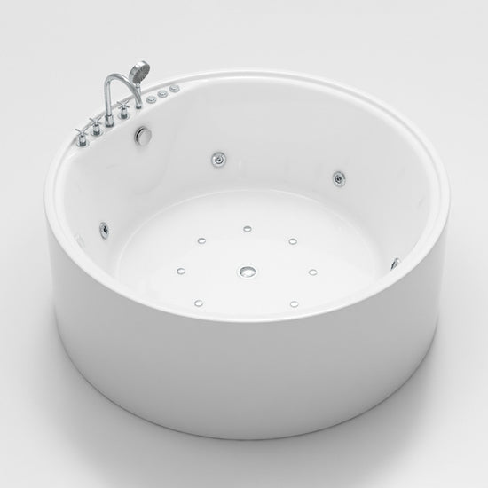 Acrylic Round Bath Tub Whirlpool Freestanding Bathtub with Tub Filler ...