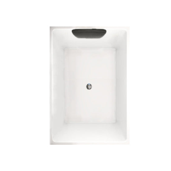White Acrylic Indoor Bath Tub Soaking Tub with Internal Drain - Clearhalo