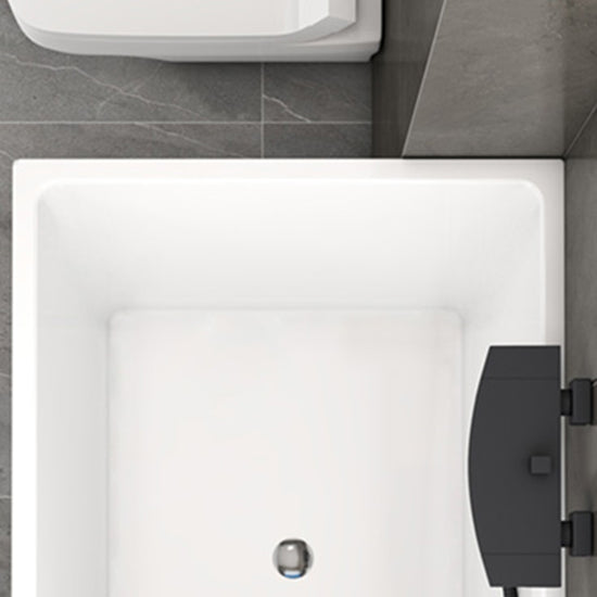 White Acrylic Indoor Bath Tub Soaking Tub with Internal Drain - Clearhalo