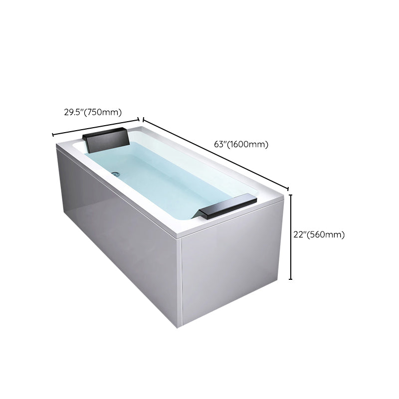 Modern Soaking Freestanding Bathtub White Acrylic Rectangular Bath Tub ...
