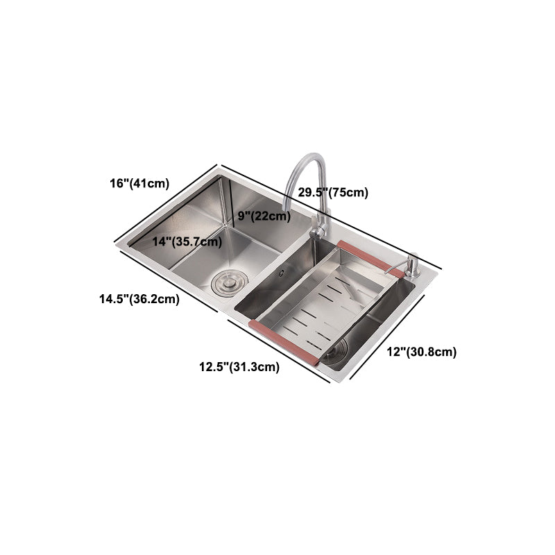 Stainless Steel Contemporary Sink for Kitchen Double Drop-In Kitchen ...