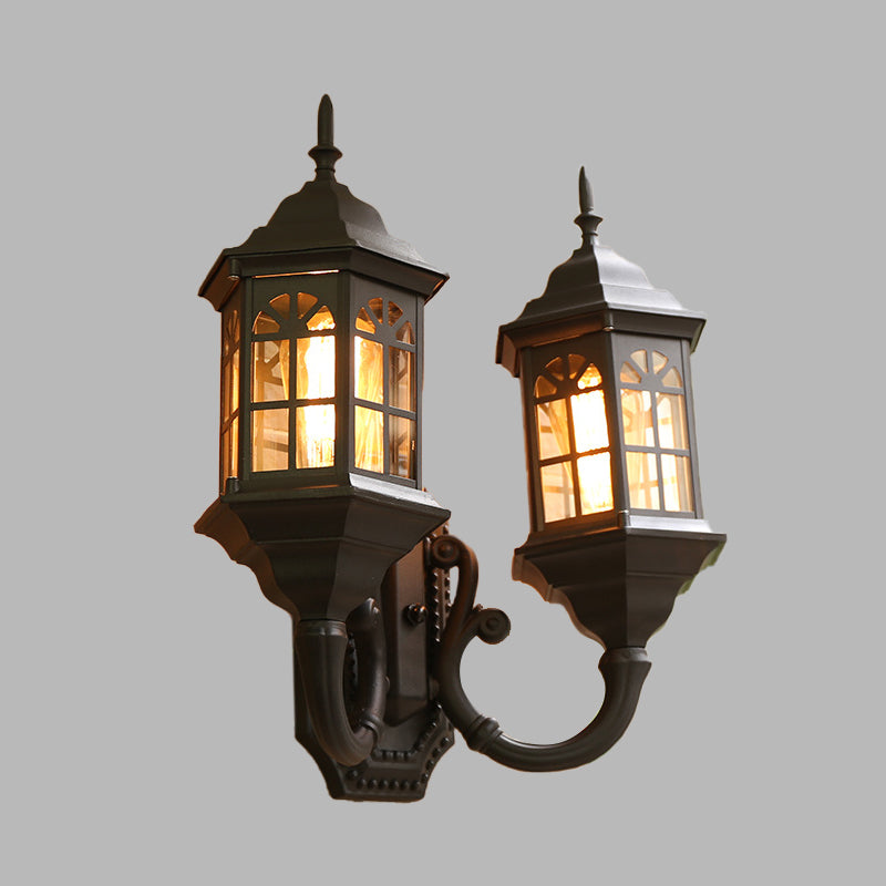 Lodges Castle Sconce Light Fixture 2 Lights Aluminum Wall Mount Lamp in ...