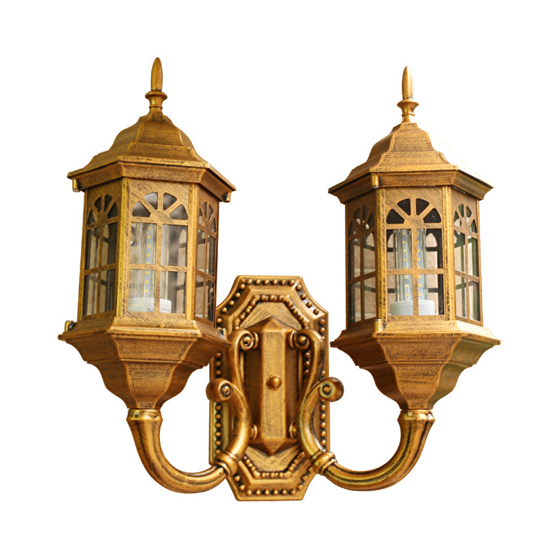Lodges Castle Sconce Light Fixture 2 Lights Aluminum Wall Mount Lamp in ...