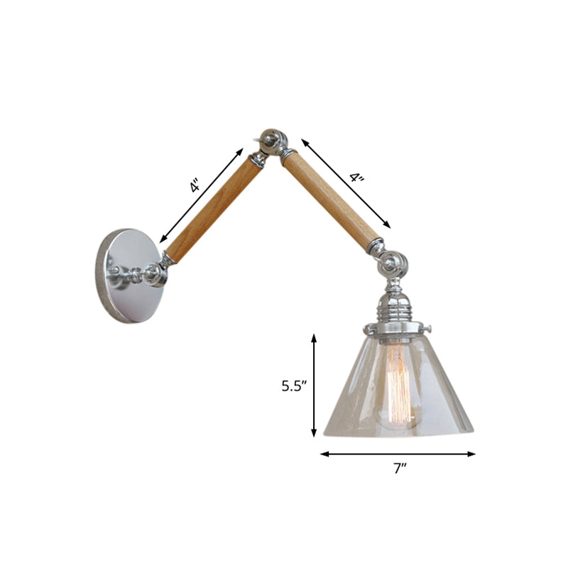 Cone Bedside Sconce Light Fixture Vintage Style Clear Glass 1 Light ...