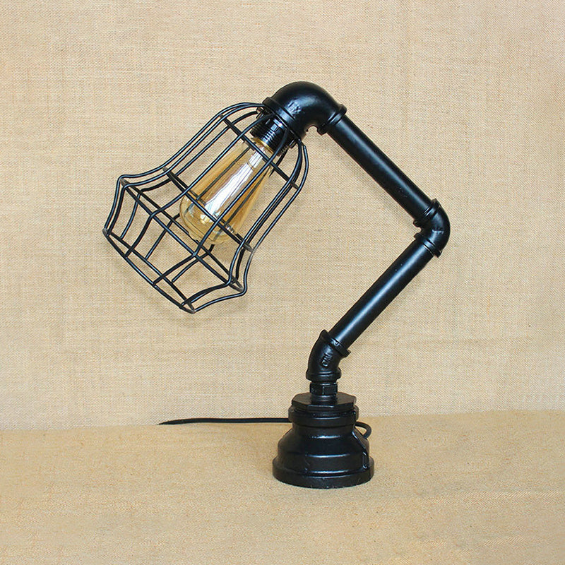 Black Global/Barrel Cage Table Lighting Industrial Vintage Metal 1 ...