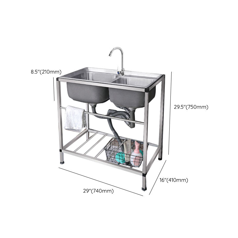 Modern Workstation Ledge Stainless Steel with Faucet and Soap Dispenser ...