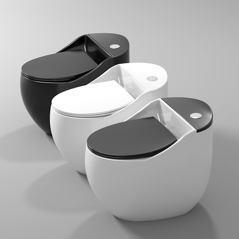 Round-Front Flush Toilet Ceramic Modern One-Piece Toilet with Slow ...