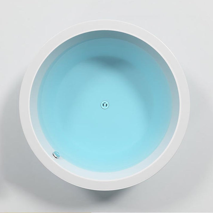 Modern Round Drop-in Bath Tub Acrylic Soaking Bathtub in White - Clearhalo