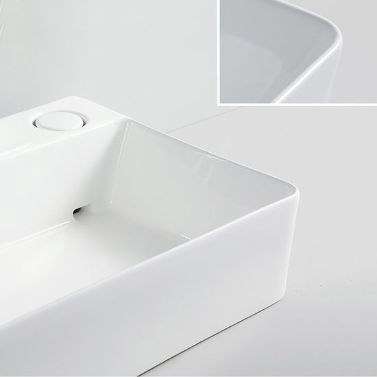 Modern Bathroom Sink Porcelain Rectangular Vessel Lavatory Sink with ...