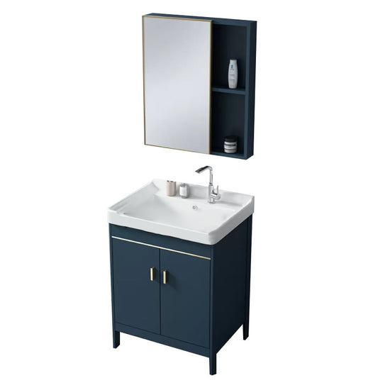 Glam Bathroom Vanity Set Ceramic Top Standalone Cabinet and Faucet Sink ...