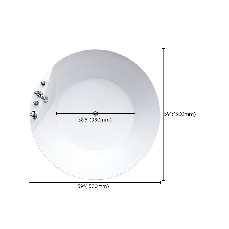 Modern Freestanding Round Bathtub Center Drain Bathroom White Tub ...