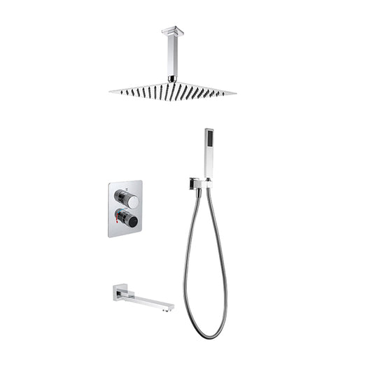 Modern Shower System Dual Shower Head Slide Bar Thermostatic Wall ...