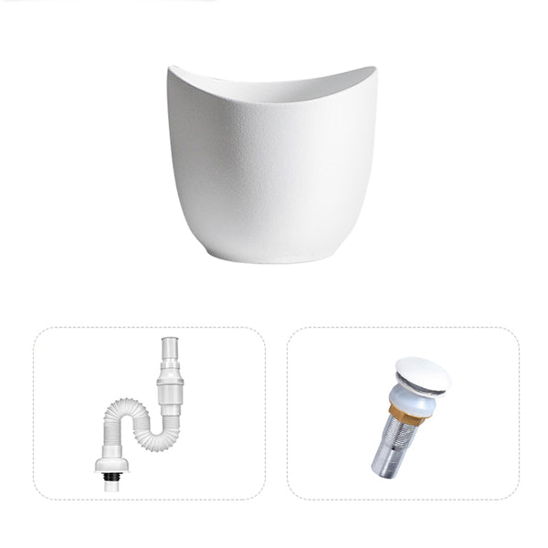 Modern Vessel Sink Round Porcelain with Pop-Up Drain Vessel Bathroom ...