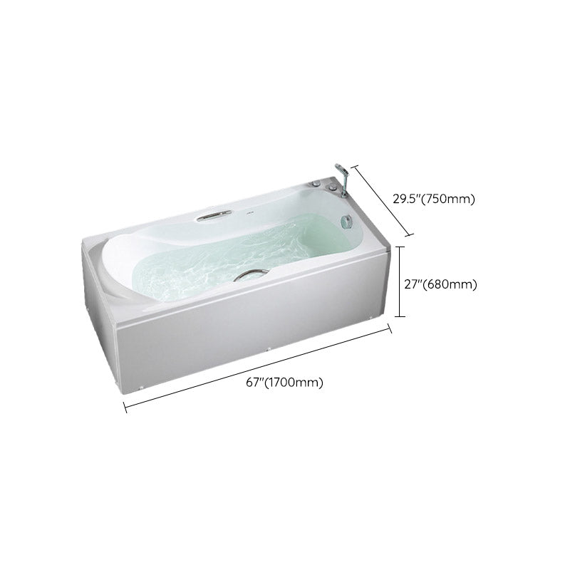 Modern Corner White Bathtub Acrylic Rectangle Back to Wall with Drain ...
