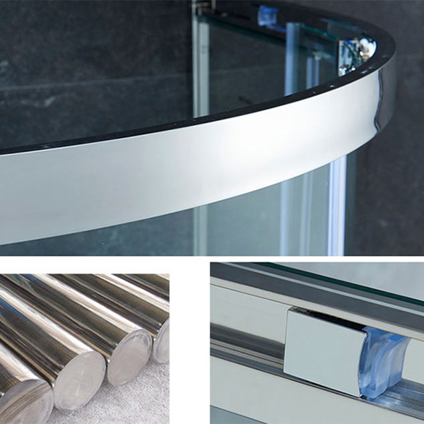 Round Tempered Glass Shower Kit Double Sliding Corner Shower Kit ...