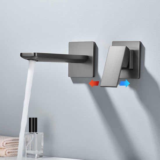 Contemporary Wall Mounted Bathroom Faucet Lever Handles Solid Brass ...