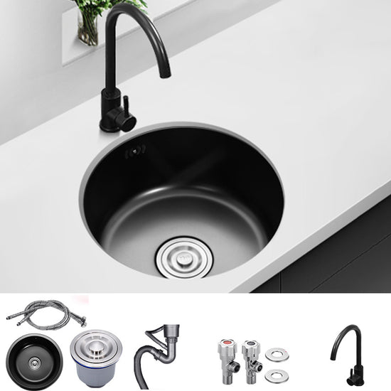 Contemporary Style Kitchen Sink Round Stainless Steel 1 Holes Kitchen ...