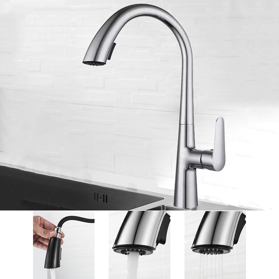 Modern Style Kitchen Faucet Copper 1-Handle High Arc Retractable ...