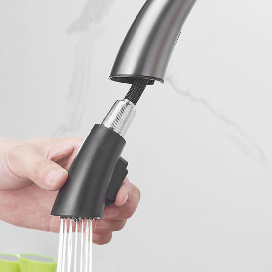 Modern Style Kitchen Faucet Copper 1-Handle High Arc Retractable ...