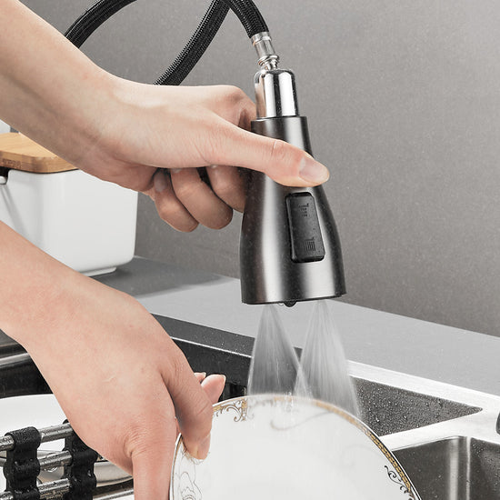 Modern Style Kitchen Faucet Brass 1-Handle High Arc Retractable Kitchen ...