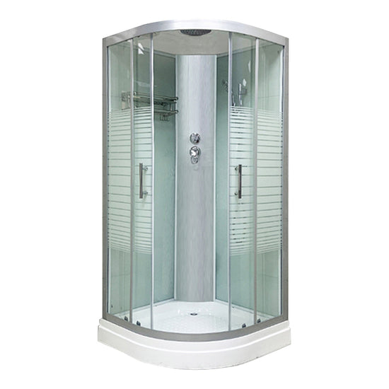 Contemporary Round Shower Stall Striped Framed Shower Stall with ...