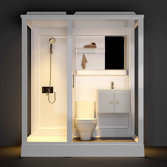 Contemporary Rectangle Shower Stall Clear Framed Shower Stall with ...