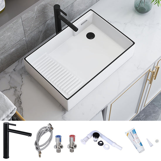 Porcelain Trough Bathroom Sink Traditional Trough Bathroom Sink With ...