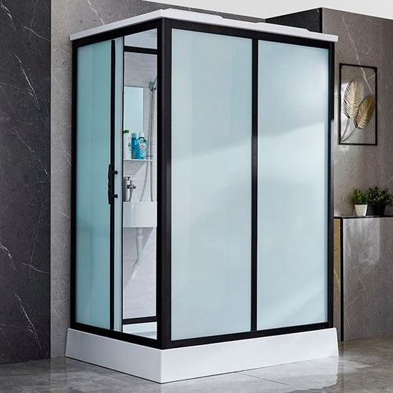 Framed Tempered Glass Shower Kit with Base Included Framed Shower Stall ...