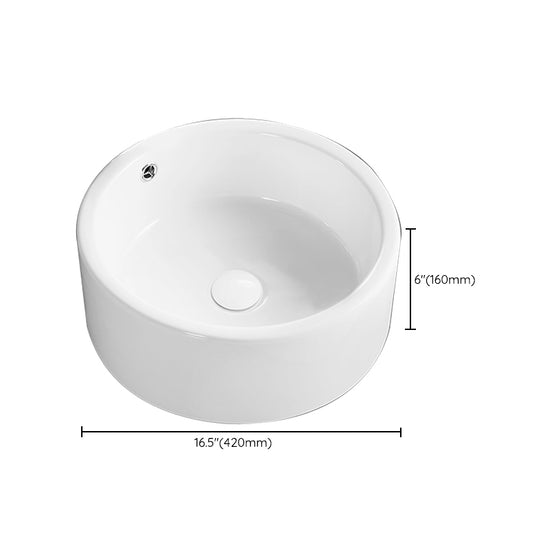 Modern Vessel Bathroom Sink Round Porcelain with Overflow Vessel ...