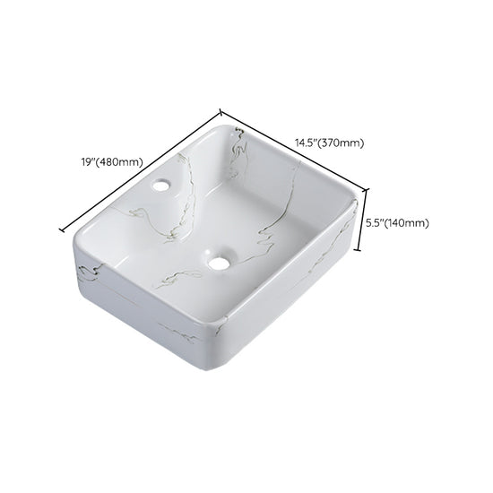 Modern Porcelain Trough Sink Oval-shape Trough Bathroom Sink - Clearhalo
