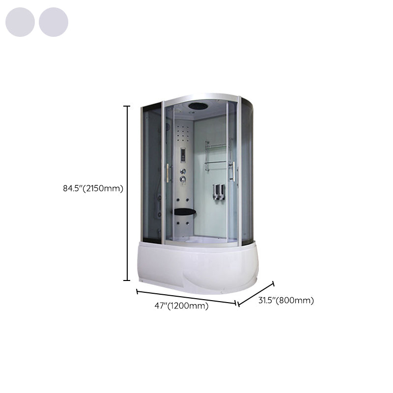Contemporary Shower Kit Clear Tempered Framed Round Shower Stall ...