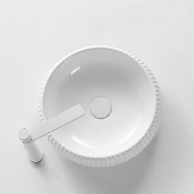 Contemporary Bathroom Sink Porcelain Round Vessel Lavatory Sink with ...
